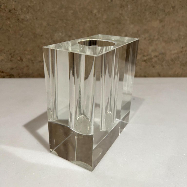 Modern Artisan Bud Vase Crystal Glass Rectangular Block Tizo Design For ...
