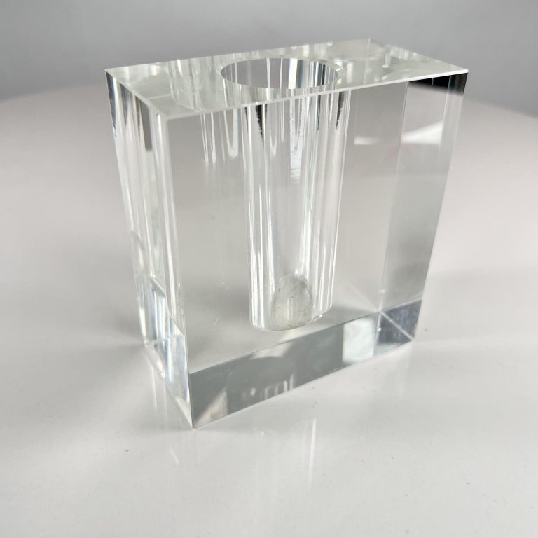 Modern Artisan Bud Vase Crystal Glass Rectangular Block Tizo Design For ...