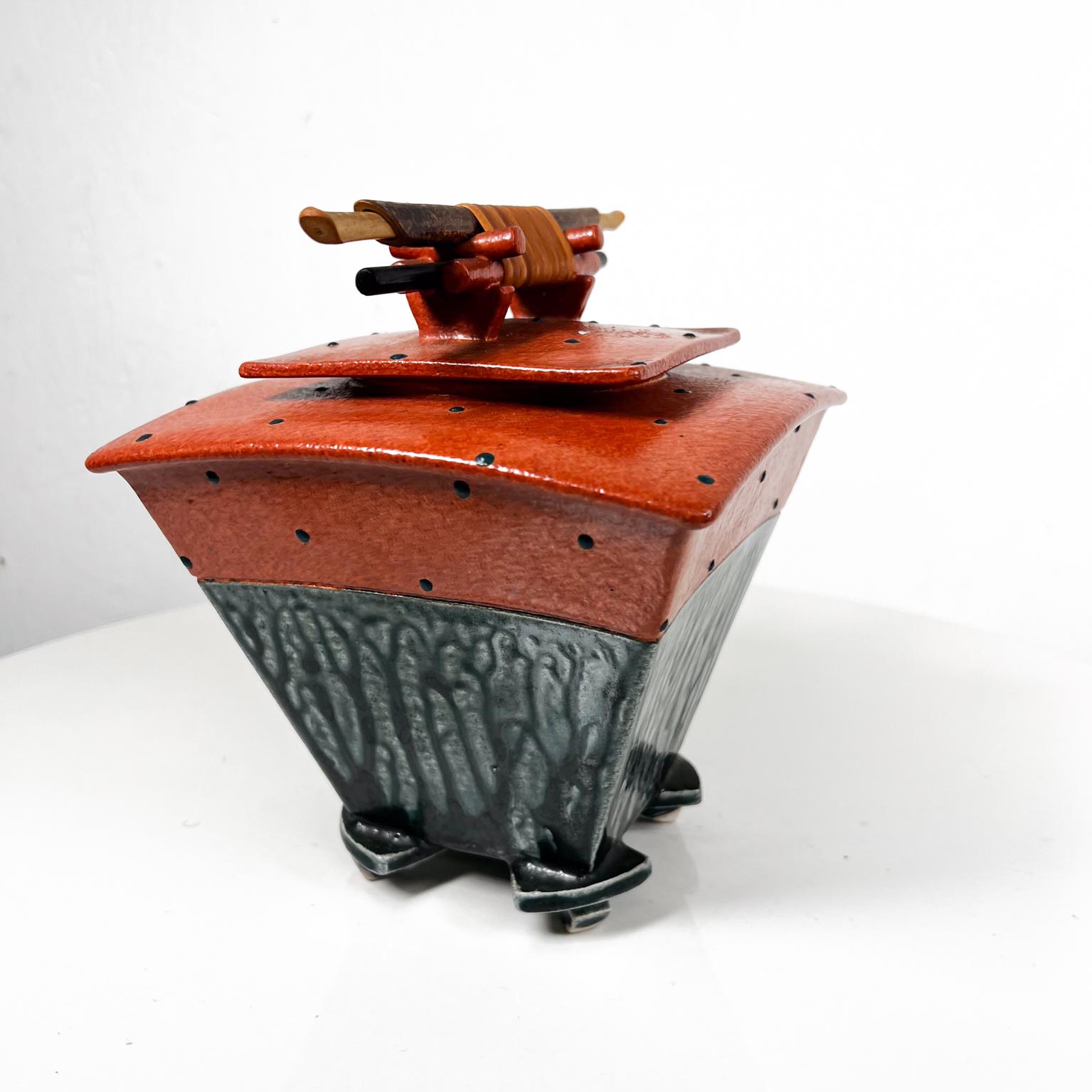 Modern Asian Art Pottery Stylized Red Jar Vessel Container For Sale at ...