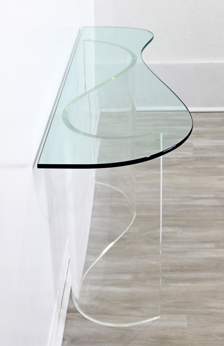 Modern Asymmetrical Lucite and Glass Wave Console Table 1970s Hollis ...