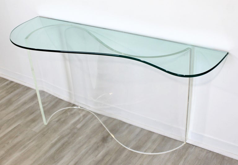 Modern Asymmetrical Lucite and Glass Wave Console Table 1970s Hollis ...