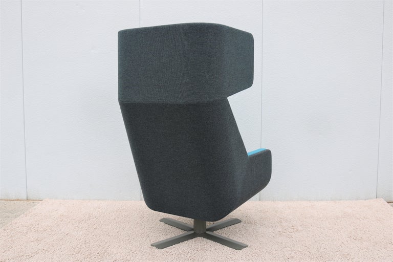 Modern Axel Enthoven for BuzziSpace Blue BuzziMe Swivel Lounge Chair and Ottoman For Sale at 1stDibs