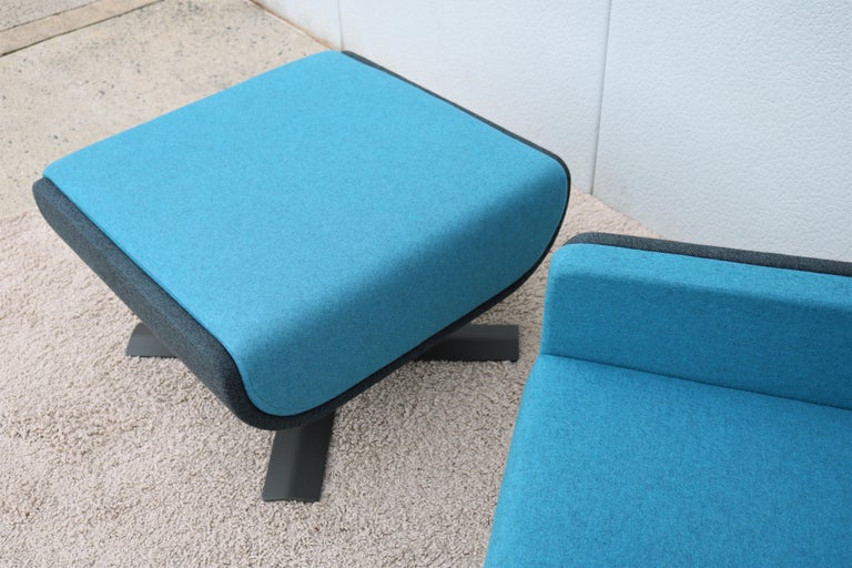 Modern Axel Enthoven for BuzziSpace Blue BuzziMe Swivel Lounge Chair and Ottoman For Sale at 1stDibs