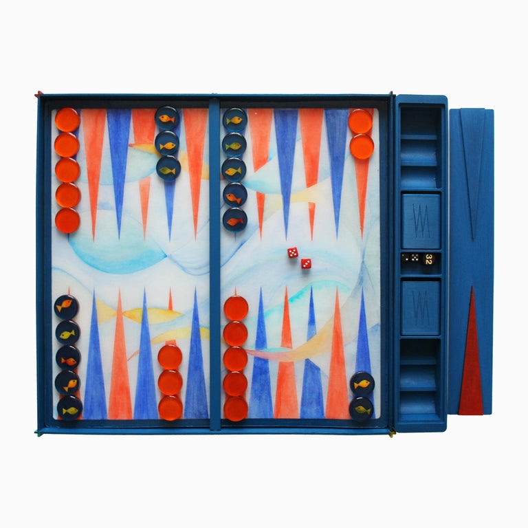 Modern Backgammon Board Game Handmade Epoxy Resin Handpainted Limited ...