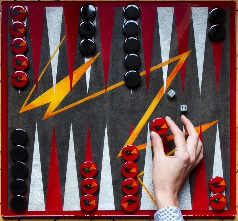 Modern Backgammon Board Game Handmade Epoxy Resin Handpainted Limited ...