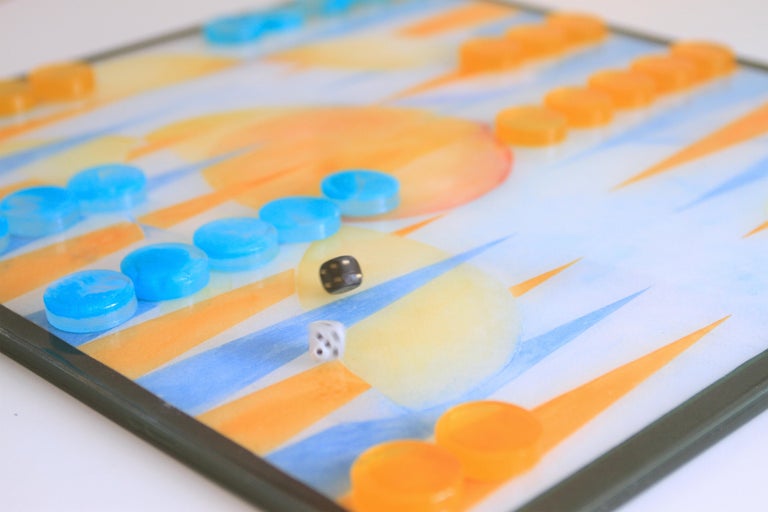 Modern Backgammon Board Game Handmade Epoxy Resin Handpainted Limited ...