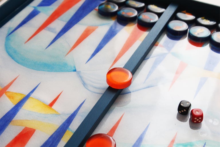 Modern Backgammon Board Game Handmade Epoxy Resin Handpainted Limited ...