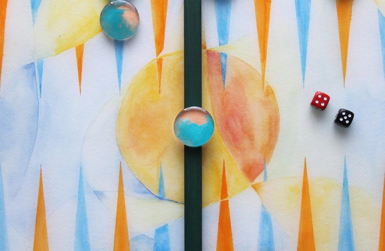 Modern Backgammon Board Game Handmade Epoxy Resin Handpainted Limited ...