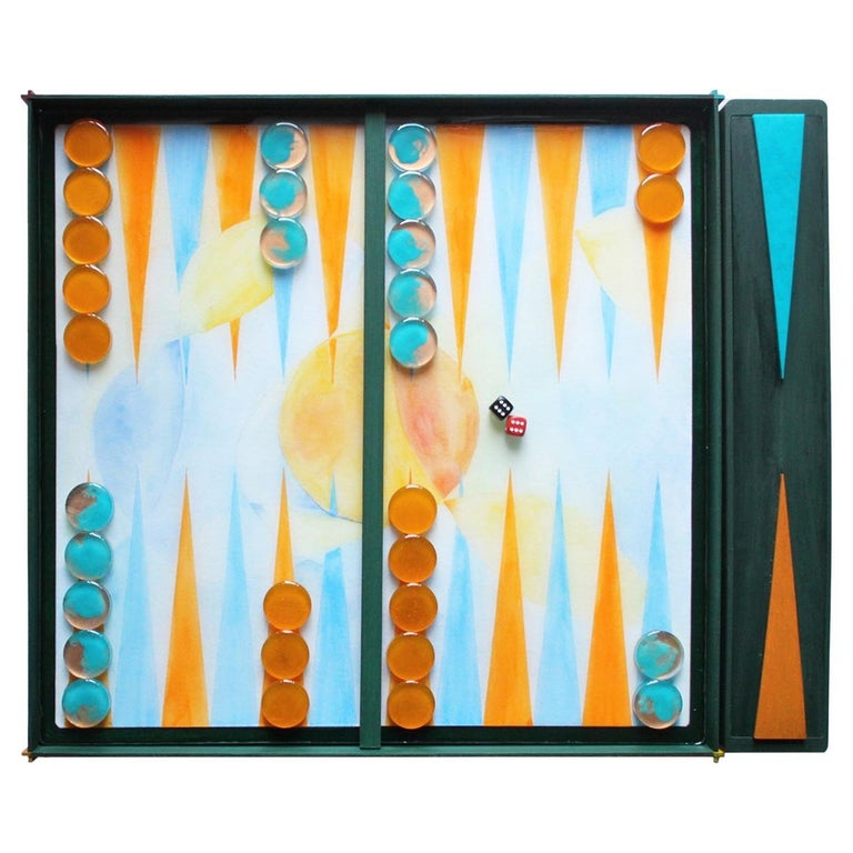 Modern Backgammon Board Game Handmade Epoxy Resin Handpainted Limited ...