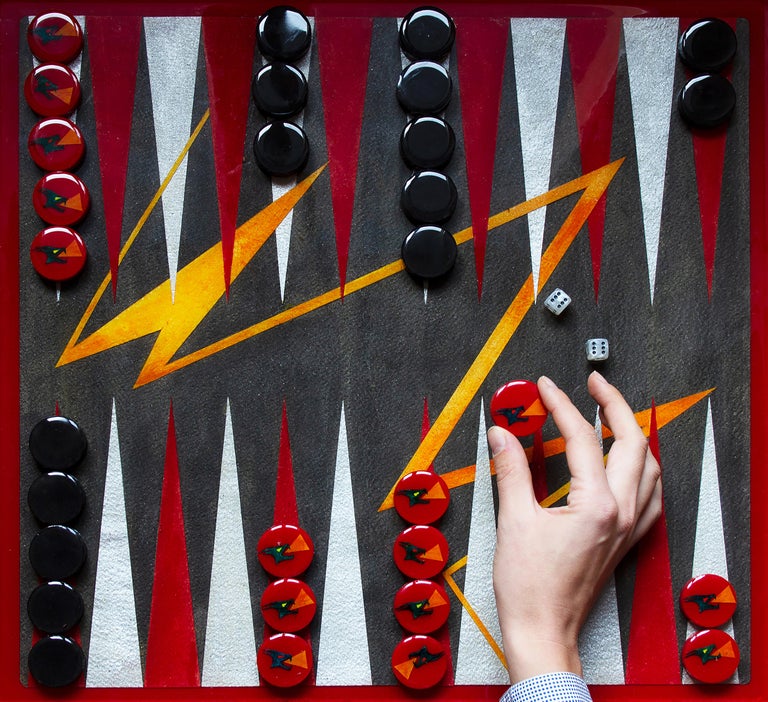 Modern Backgammon Travel Game Handmade Epoxy Resin Handpainted Limited ...