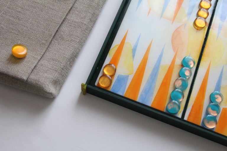 Modern Backgammon Travel Game Handmade Epoxy Resin Handpainted Limited ...