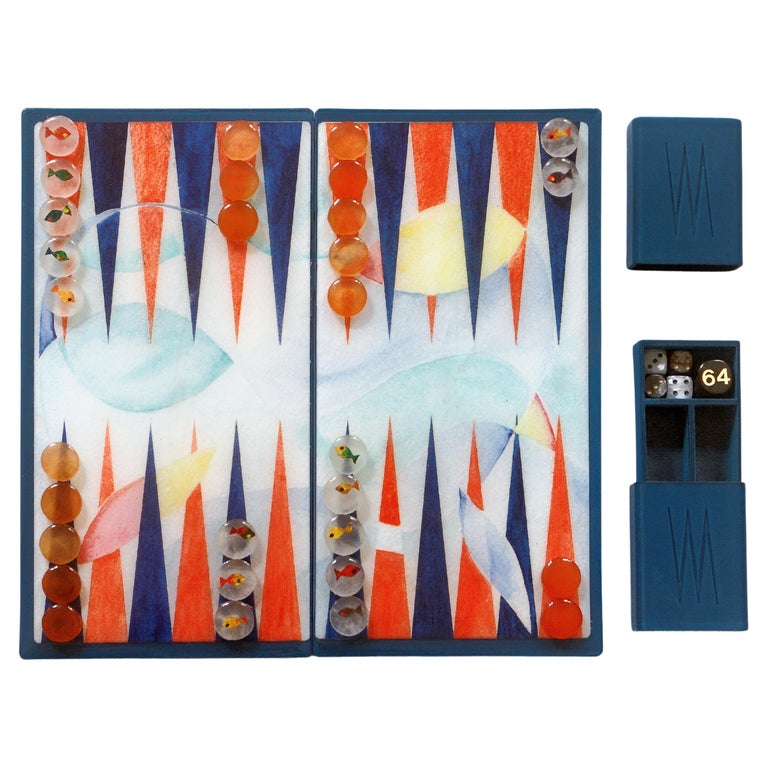 Modern Backgammon Travel Game Handmade Epoxy Resin Handpainted Limited ...