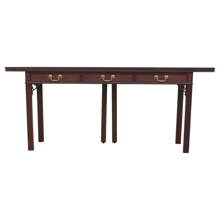 Modern Baker Flip Top Three-Drawer Mahogany Console Table or Desk at ...
