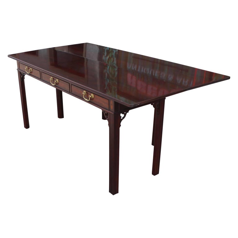 Modern Baker Flip Top Three-Drawer Mahogany Console Table or Desk at ...