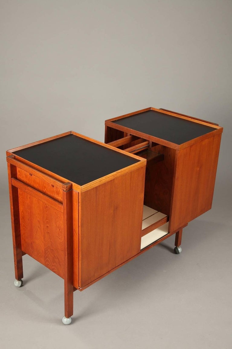 Modern Bar Cart in Veneered Teak Designed by Niels Erik Glasdam Jensen ...
