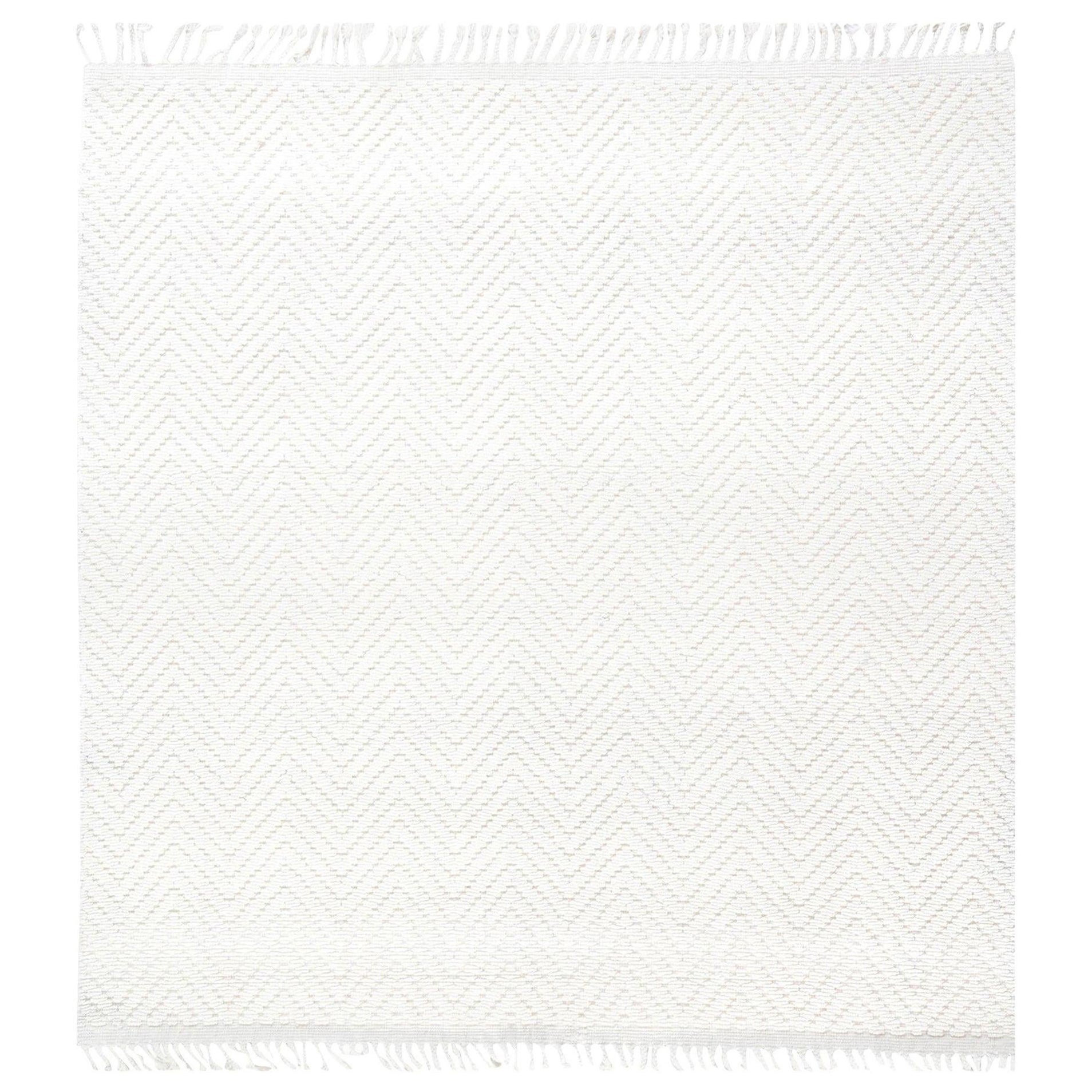 Modern Bauer Collection White Herringbone Design Wool Rug by Doris ...
