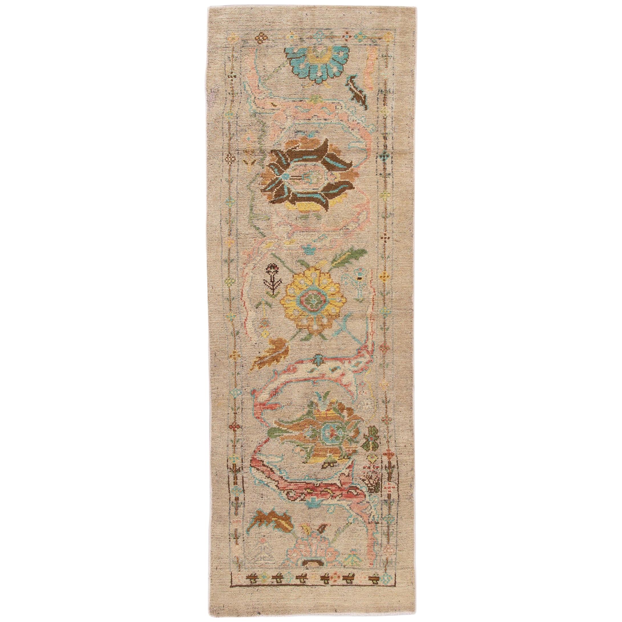 Long Handmade Carpet Runner Vintage Indian Rug Runner Floral Wool Stair ...