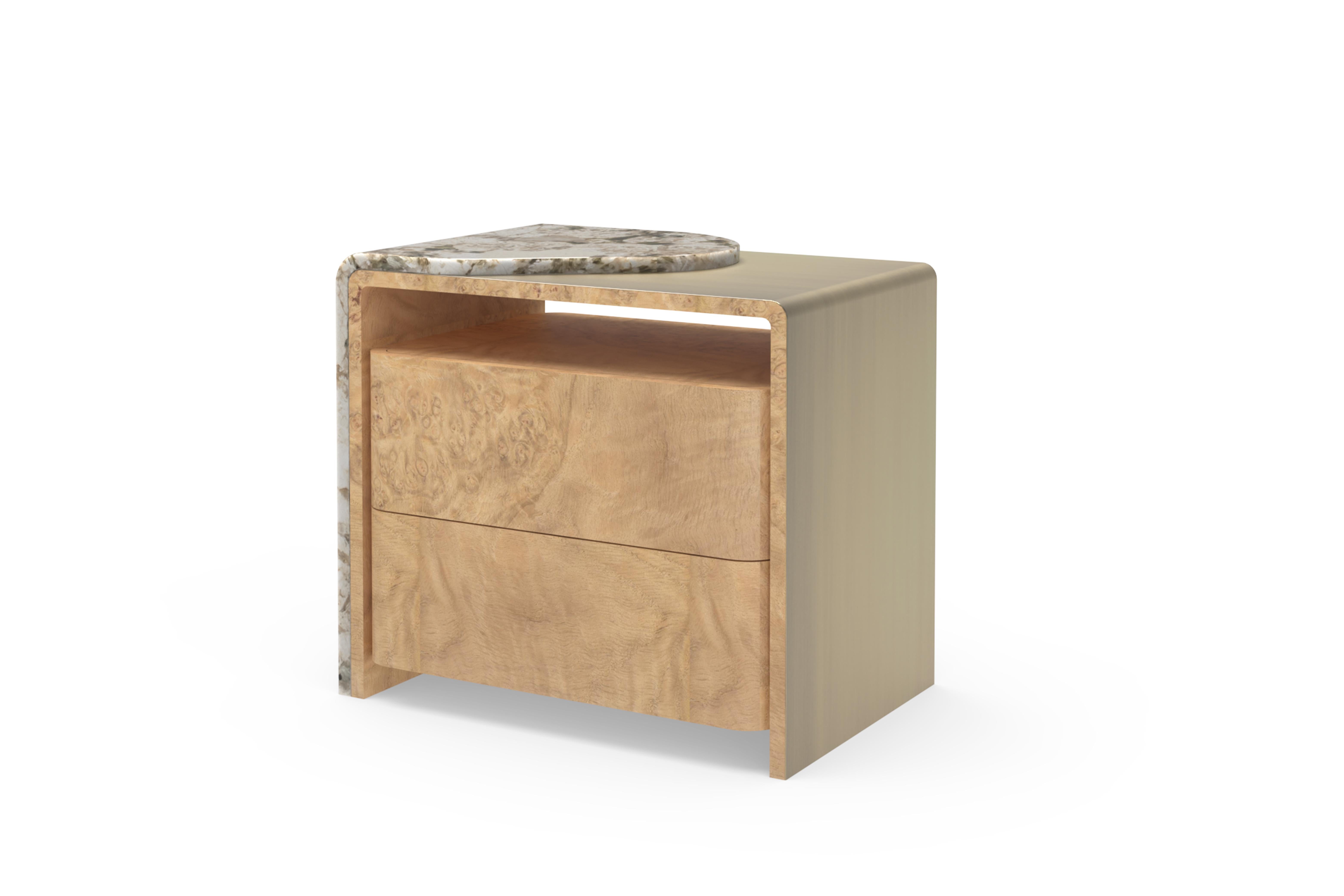 Modern Belmonte Bedside Table, Patagonia Granite, Handmade Portugal Greenapple For Sale at 1stDibs