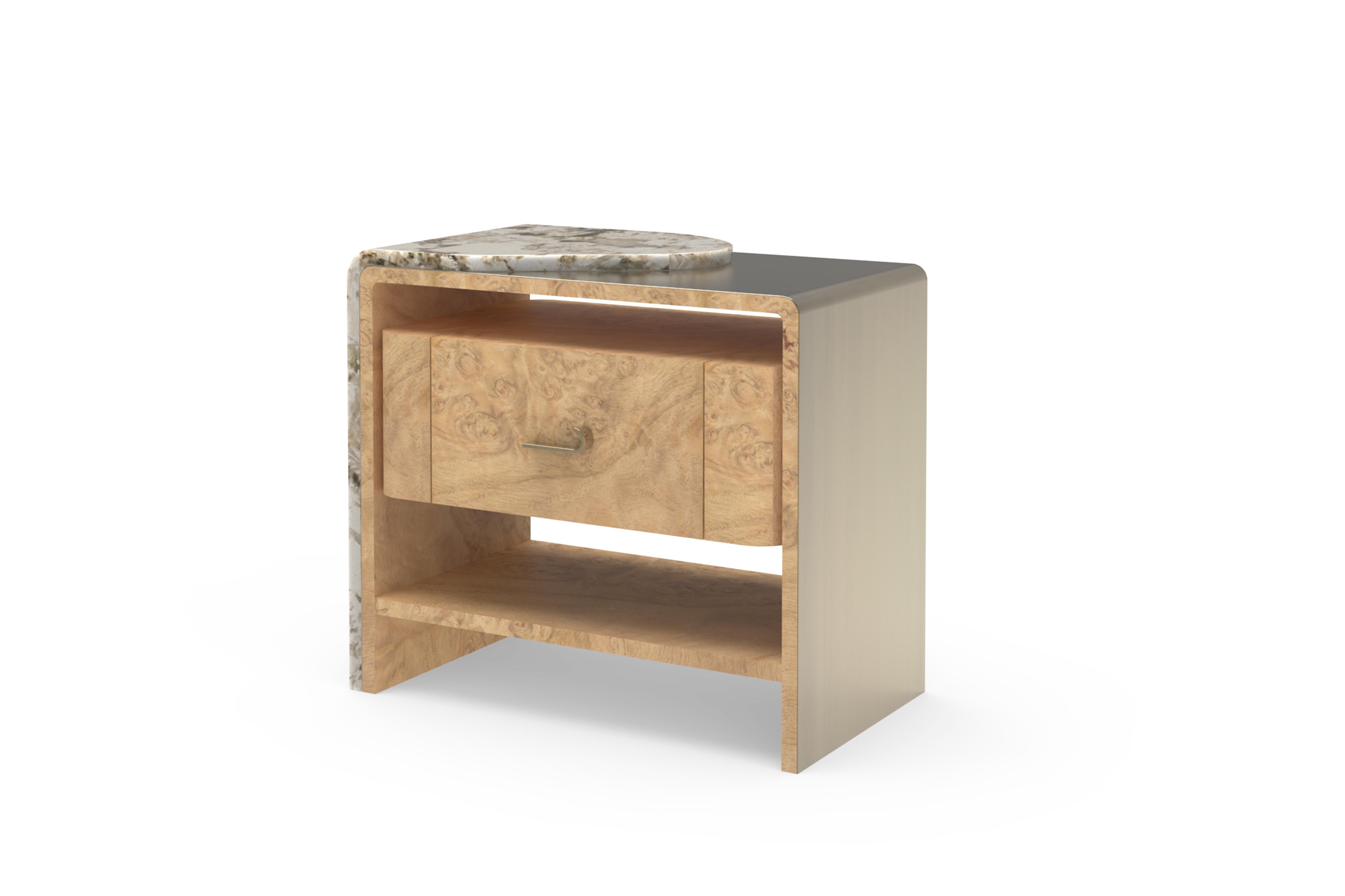 Modern Belmonte Bedside Table, Patagonia Granite, Handmade Portugal Greenapple For Sale at 1stDibs