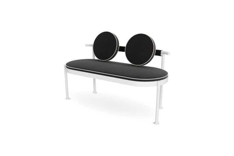 Bench with Back in Black Stainless Steel and Black Water-Resistant ...