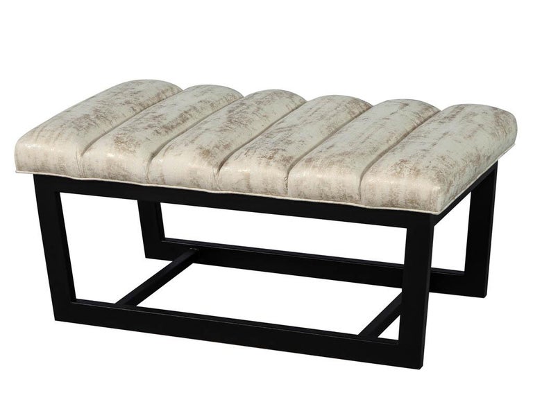 Modern Bench with Sleek Metal Base and Channeled Top For Sale at ...