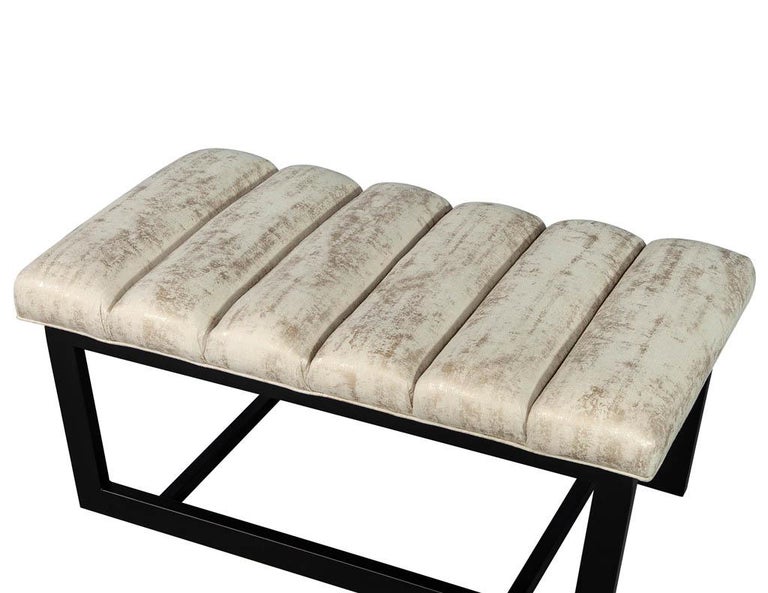 Modern Bench with Sleek Metal Base and Channeled Top For Sale at ...
