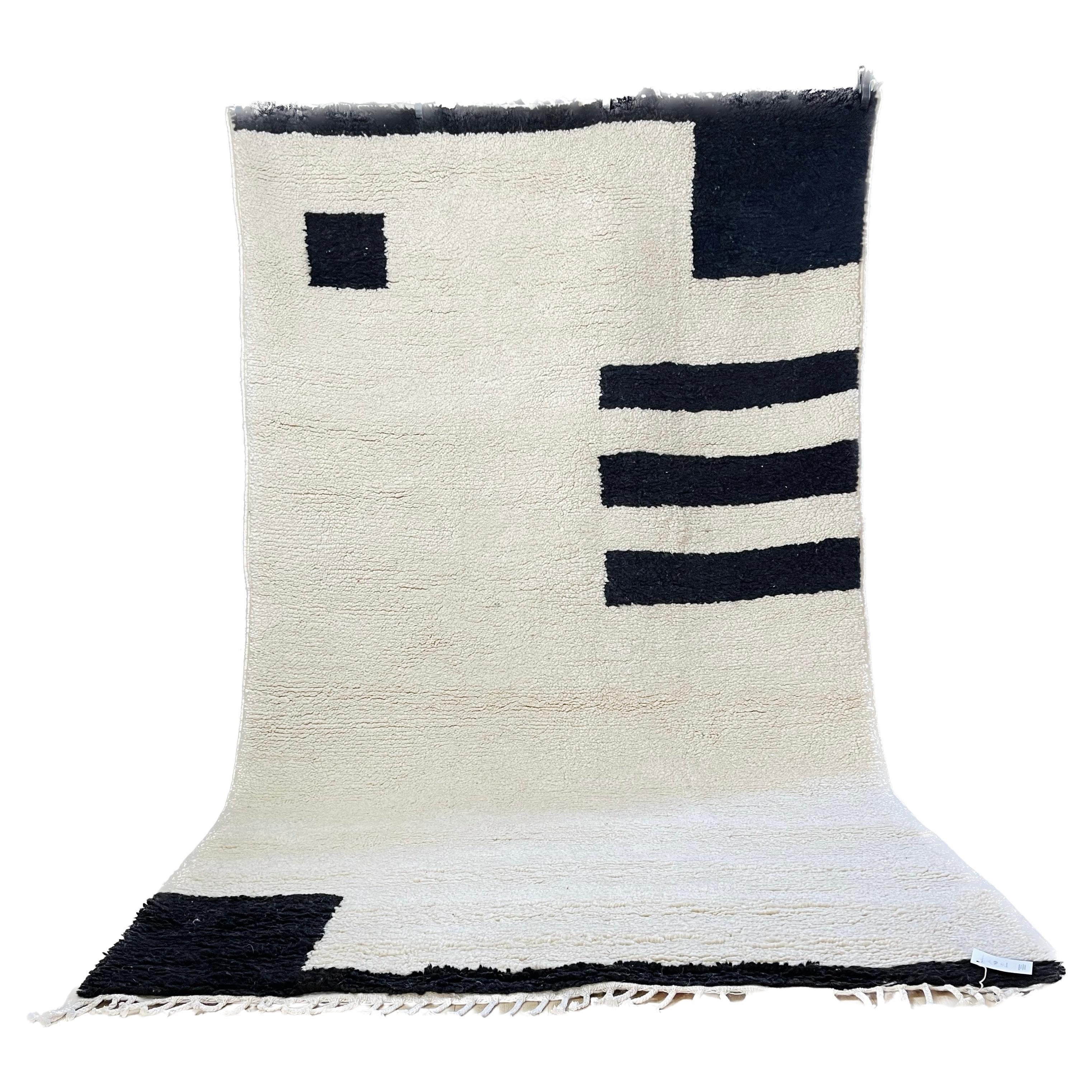 Modern Beni Ourain Rug Handmade Natural Wool For Sale at 1stDibs