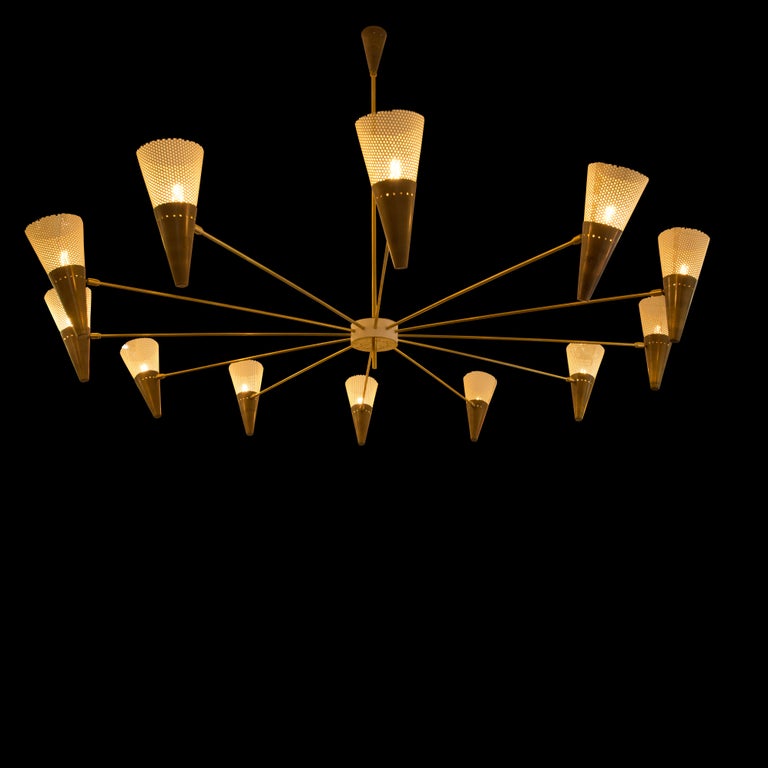 Modern Bespoke Ceiling Light Brass and Ivory Color Shades by Diego ...