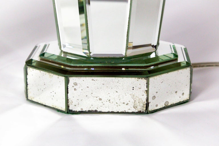 Modern Beveled Mirror and Chrome Lamps with Deco Finials For Sale at ...