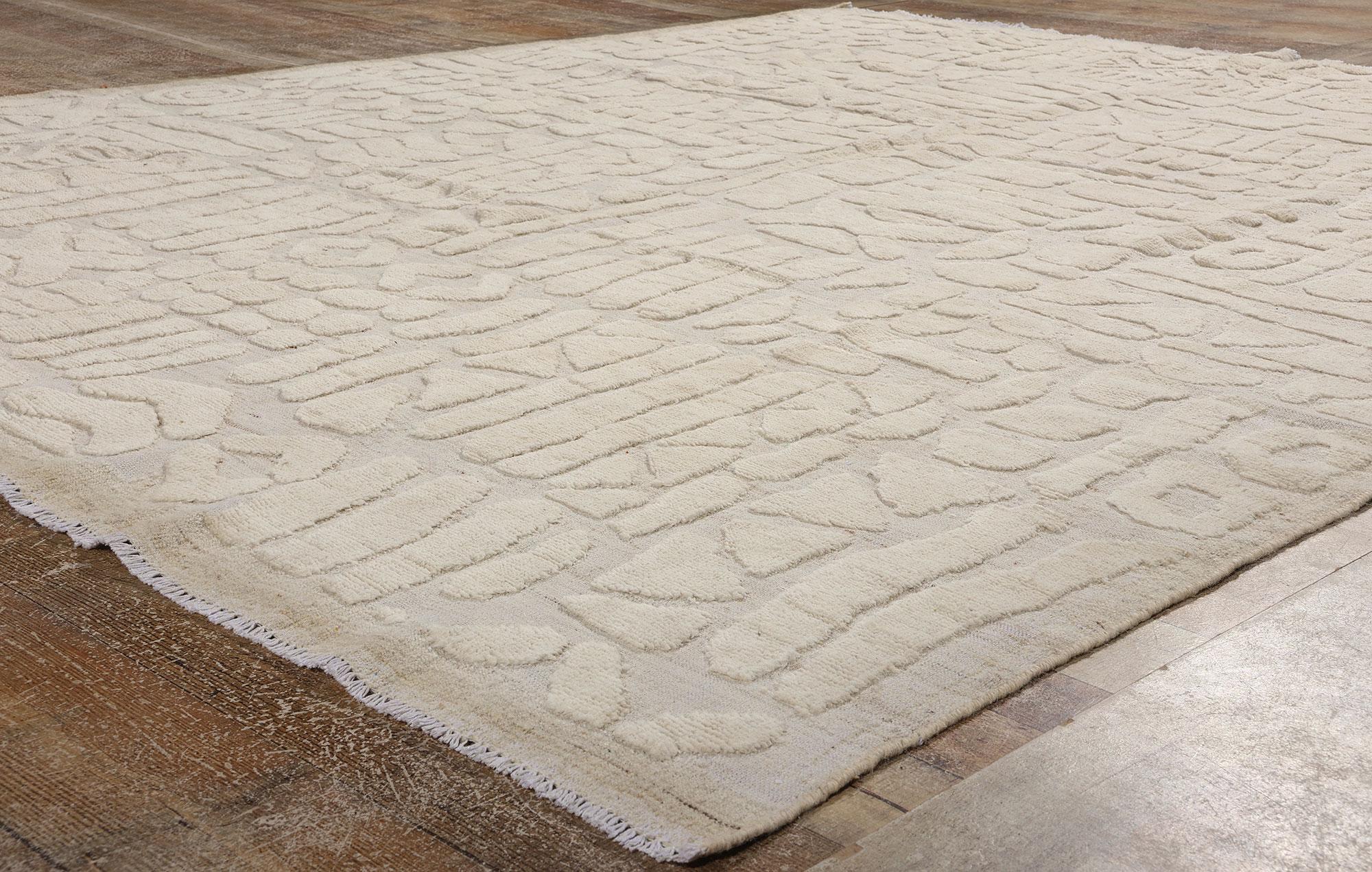 Modern Biomorphic Moroccan High-Low Rug, Biophilic Japandi Meets Wabi ...