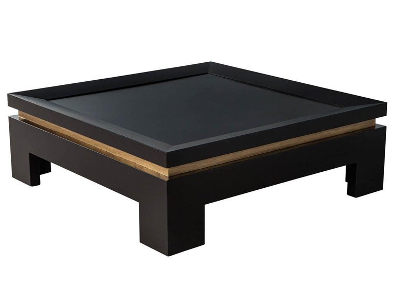 Modern Black and Gold Square Coffee Table For Sale at 1stDibs