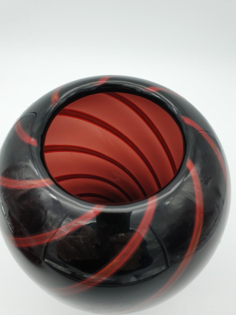 Modern Black and Red Murano Glass Vases by Cenedese, Early 2000s For ...