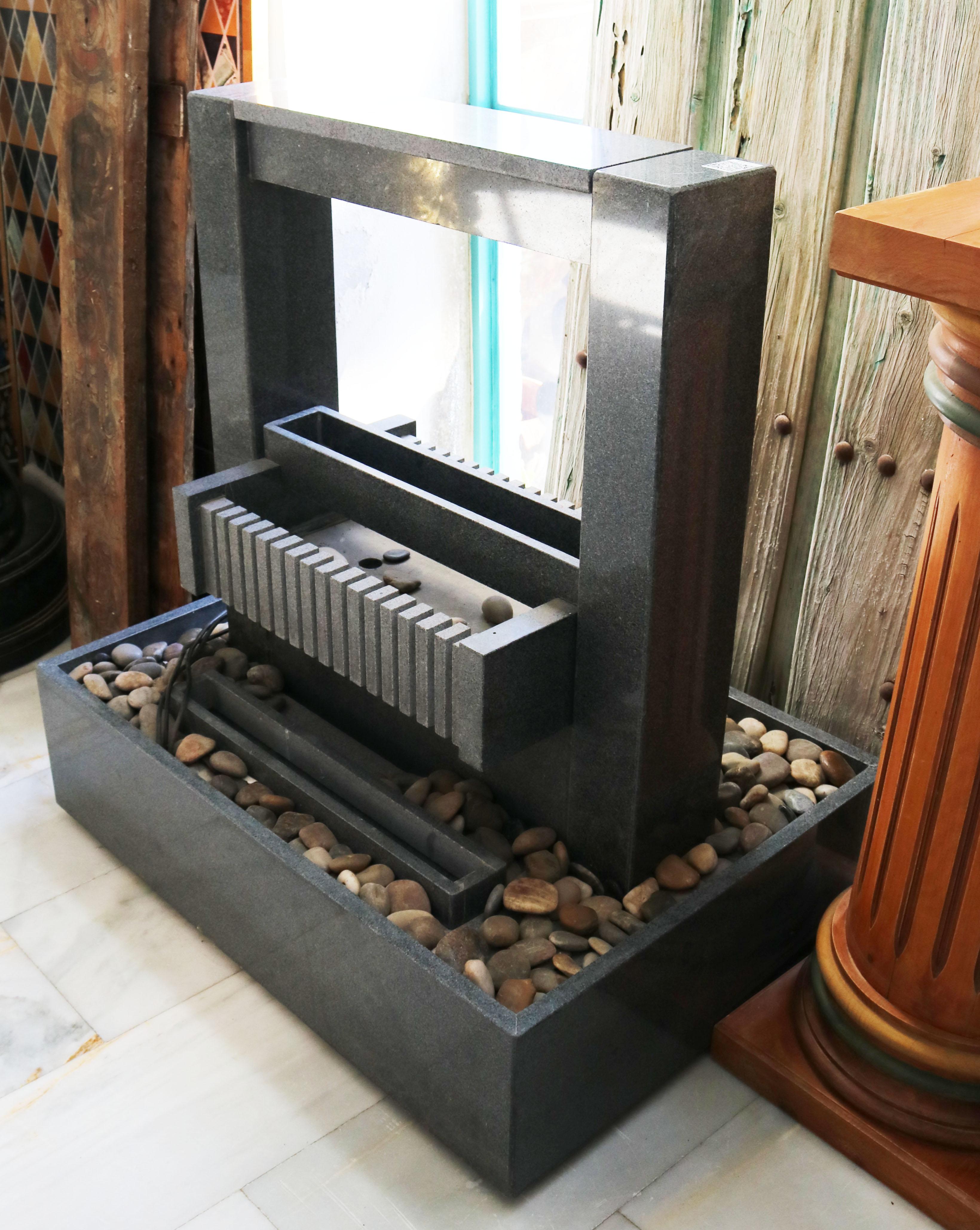 Modern Black Granite Recirculating Trickle Cascade Fountain at 1stDibs ...