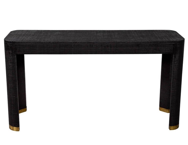 Modern Black Linen Clad Console Table For Sale at 1stDibs