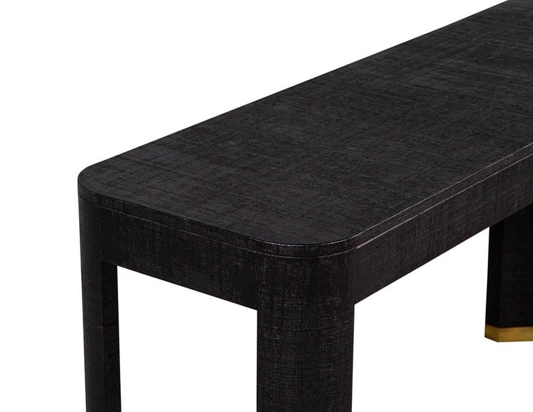 Modern Black Linen Clad Console Table For Sale at 1stDibs