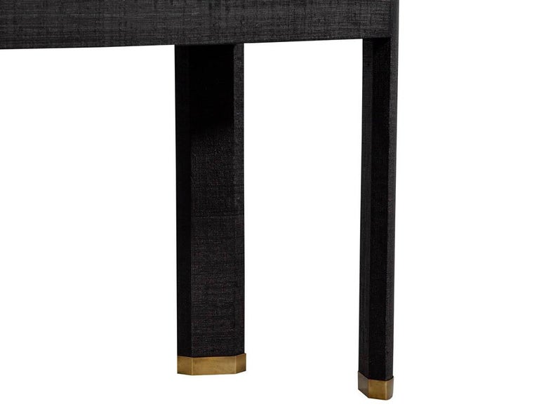Modern Black Linen Clad Console Table For Sale at 1stDibs