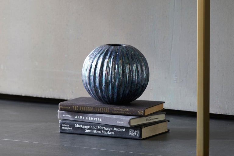 Modern Black Mother-of-Pearl Wooden Object Vase 04 For Sale at 1stDibs