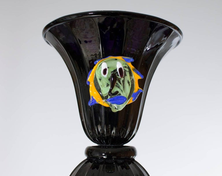 Modern Black Pair of Chandeliers Picasso sculpture in blown Murano ...