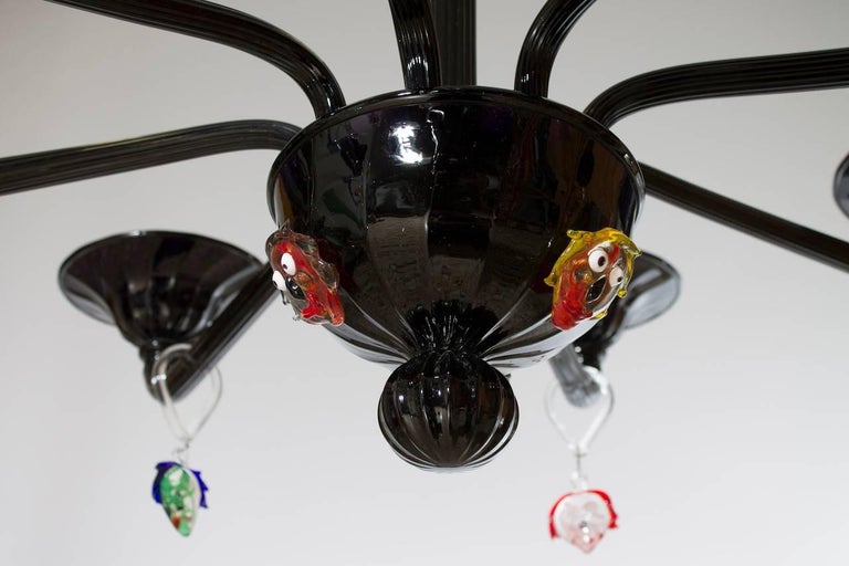 Modern Black Pair of Chandeliers Picasso sculpture in blown Murano ...