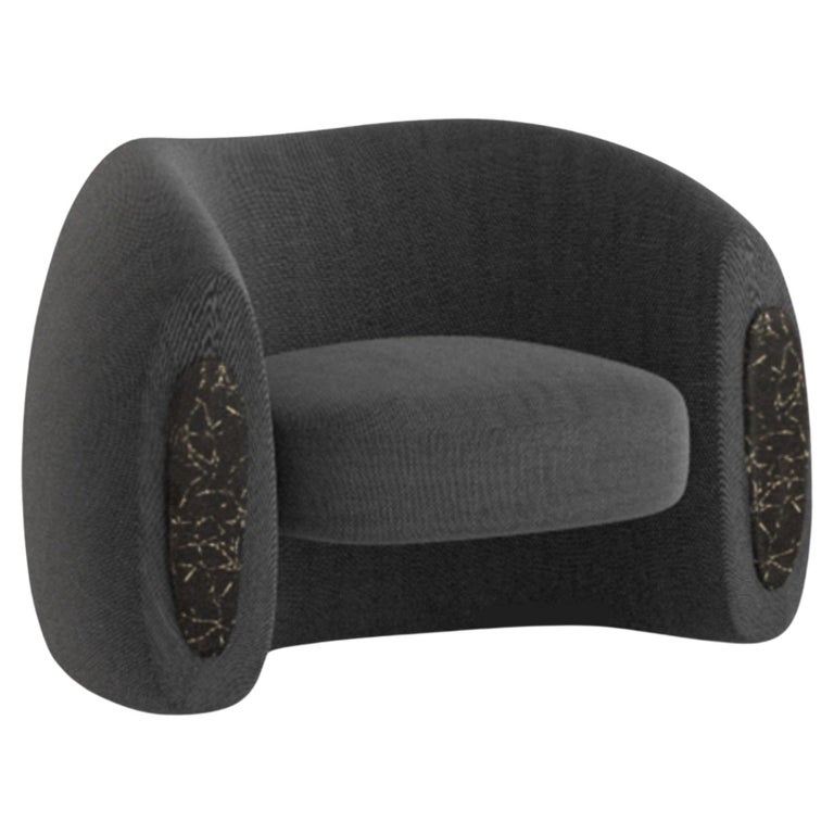 Modern Black Velvet Handmade Round Armchair Stone Obsidian by Alter Ego ...
