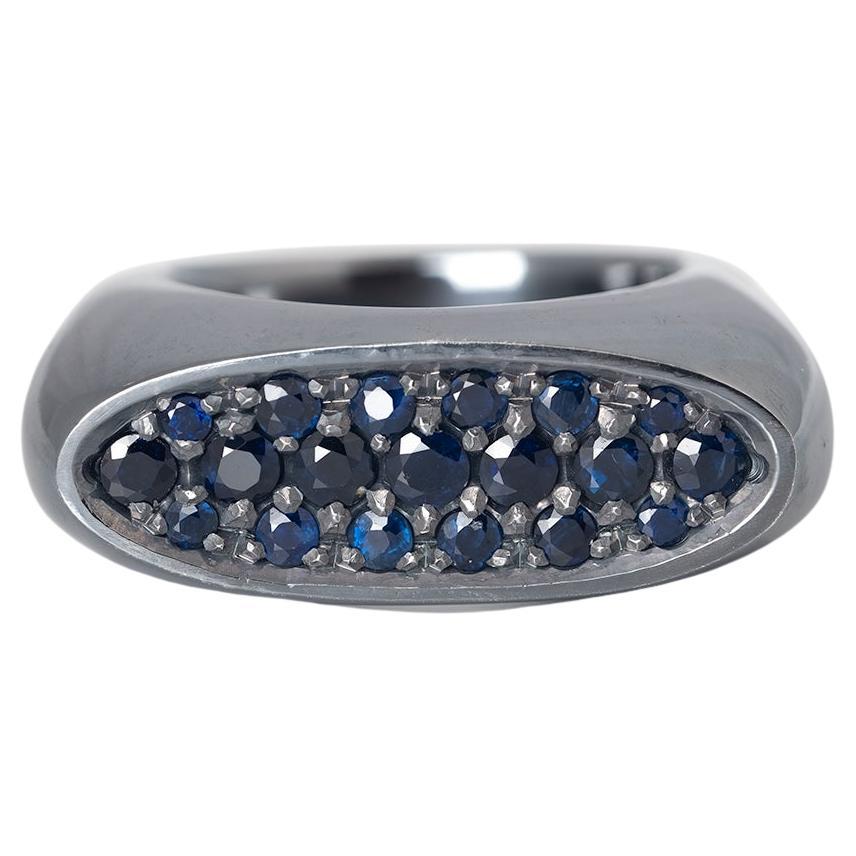Modern Blackened Sterling Silver Gray Spinel Black Diamond Men's Ring ...
