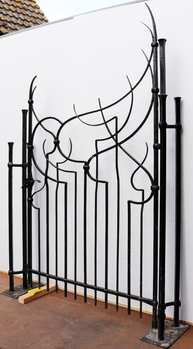 Modern Blacksmith Made Gate with Posts For Sale at 1stDibs