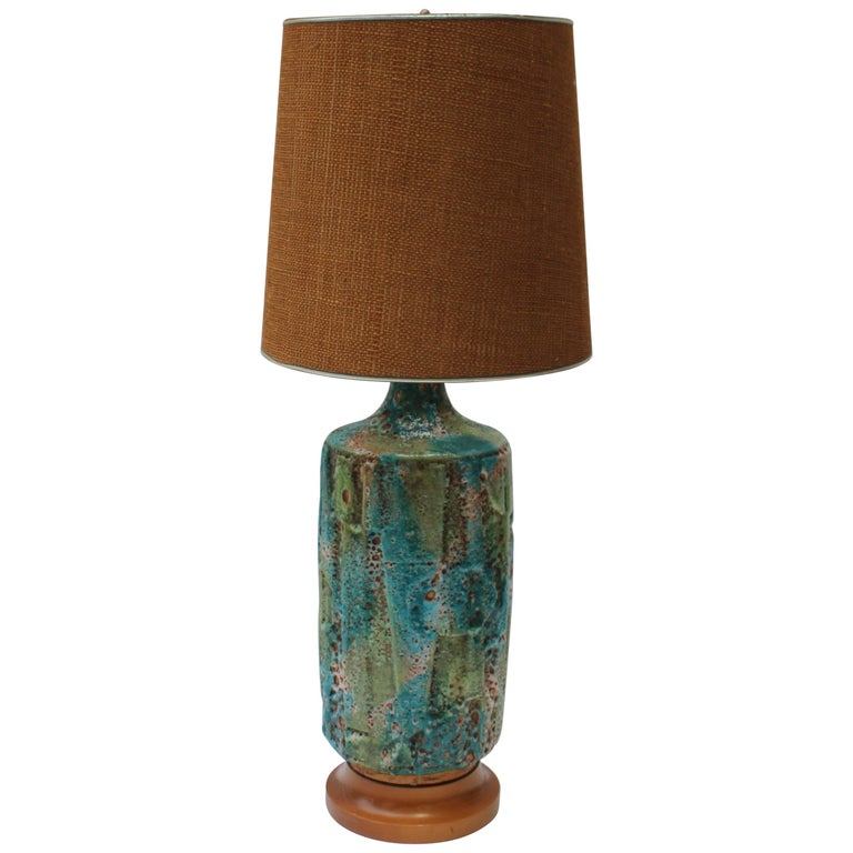 Modern Blue Ceramic Lamp at 1stDibs