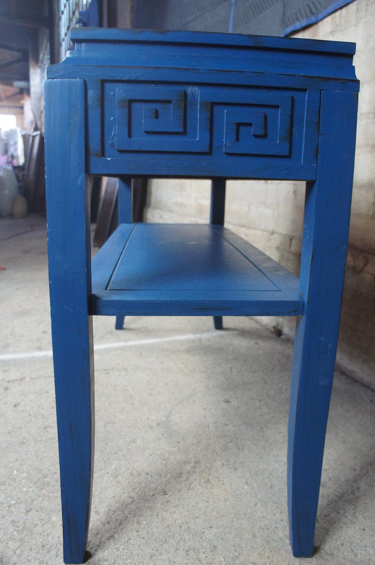 Modern Blue Greek Key Chinoiserie Console Hall Entry Media Display ...
