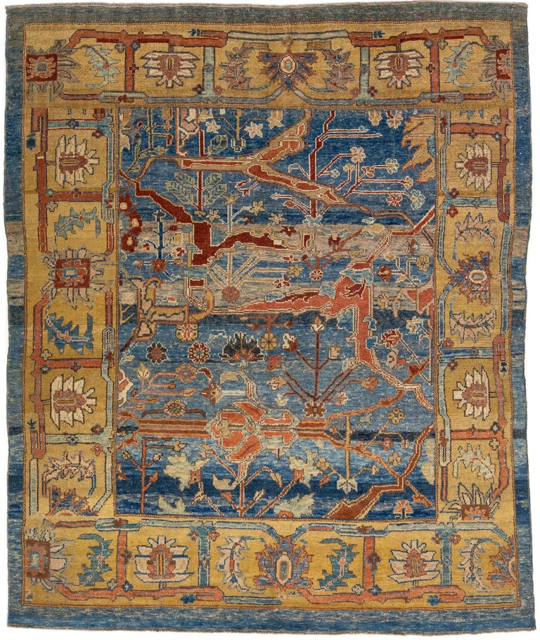 Modern Blue Revival Handmade Wool Rug with Allover Motif For Sale at ...