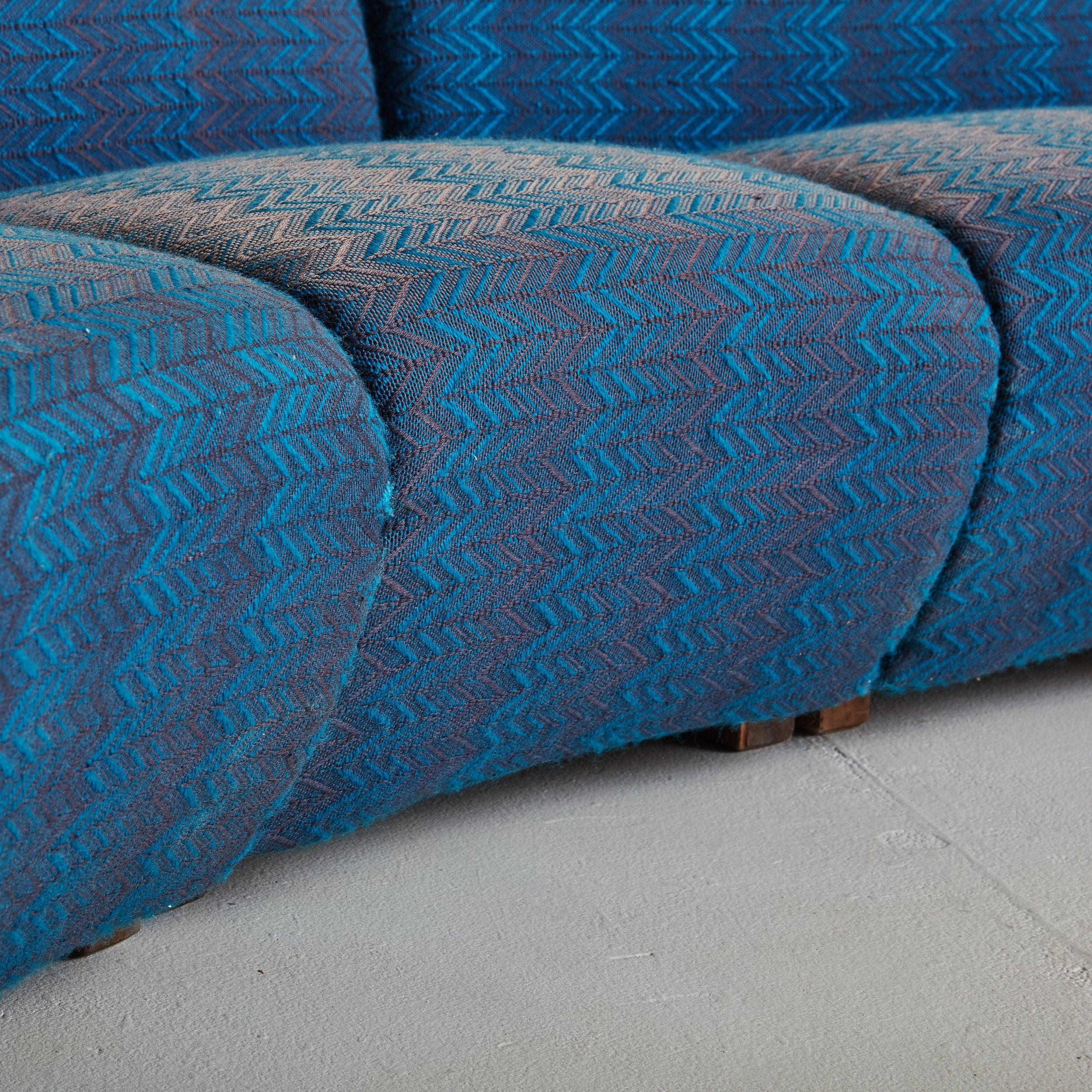 Modern Blue Upholstered 4-Piece Modular Sofa, Mid 20th Century For Sale ...