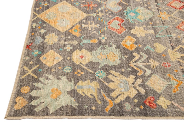 Modern Boho Gray Moroccan Style Handmade Multicolor Pattern Wool Rug ...