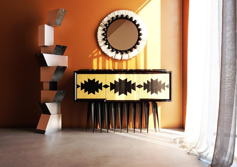 Modern Bohemian Ibiza Round Wall Mirror in Natural Fibre and Black For ...