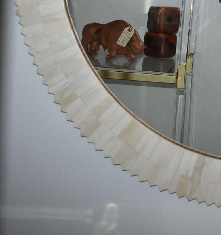 Modern Bone Round Mirror For Sale at 1stDibs