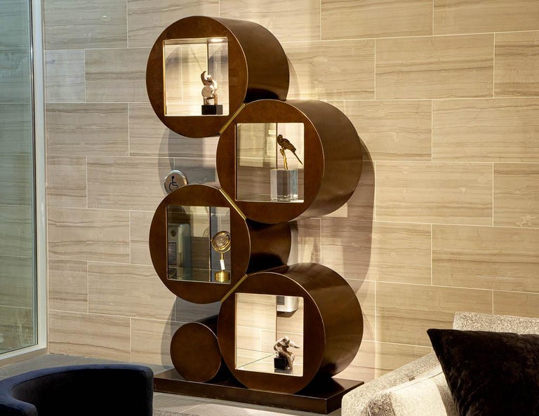 Modern Bookcase Etagere in Copper Colored Finish For Sale at 1stDibs